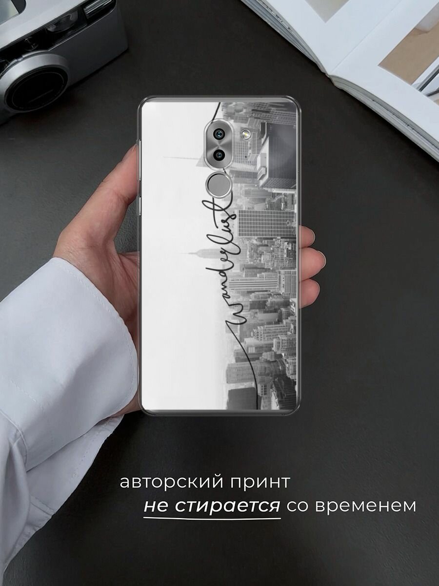 Силиконовый чехол на Honor 6X / Хонор 6Х с принтом "Черно город" — фото 1