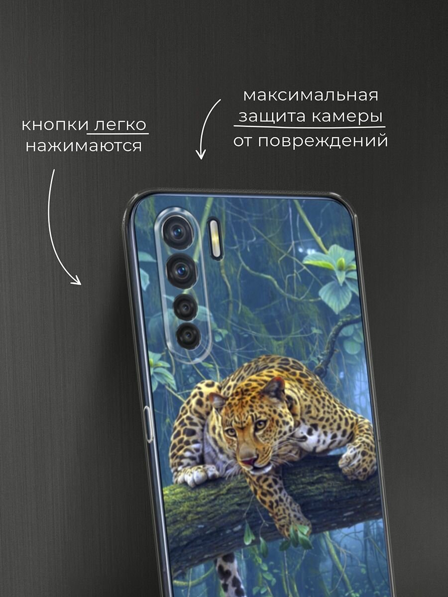 Чехол на Oppo A91/Reno 3 / Оппо A91/Рено 3 с принтом "Леопард охотник" — фото 1