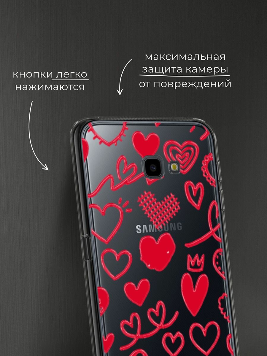 Чехол на Samsung Galaxy J4 Plus 2018 / Самсунг J4 Plus 2018 с принтом "Разные сердечки" — фото 1