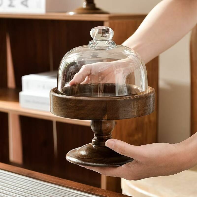 Элегантная Подставка Для Торта На Высоких Ножках Со Стеклянной Крышкой - Блюдо Димсамов, Размер L