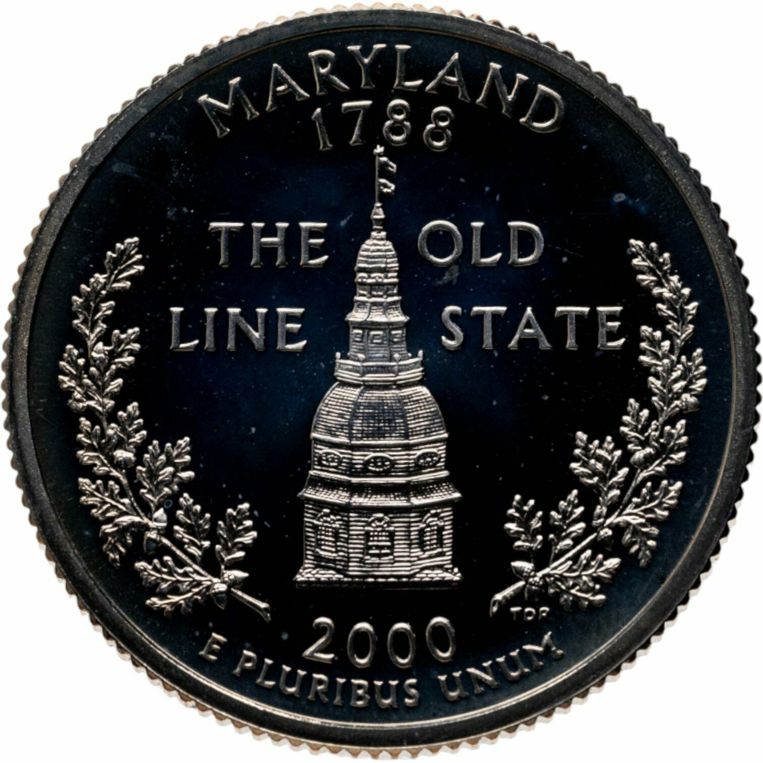 США 25 центов квотер, 1/4 доллара, quarter dollar 2009 S Proof "Мэриленд", знак монетного двора "S" - Сан-Франциско, Мельхиор медь-никель