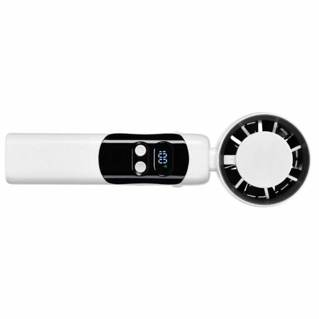 Ручной небольшой вентилятор со льдом, 100-ступенчатая бесступенчатая регулировка скорости вращения, цифровой дисплей, обычная модель-белый