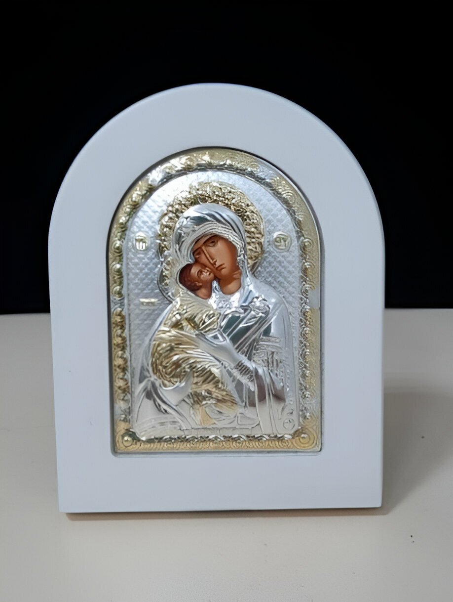 Икона Божией Матери "Владимирская", Prince Silvero, посеребренная, 9,5x7,5 см