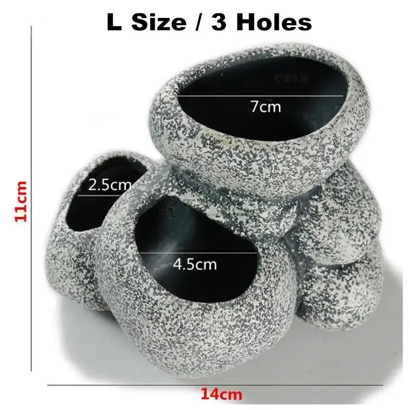 Керамические горшки для аквариумных растений L 3 holes