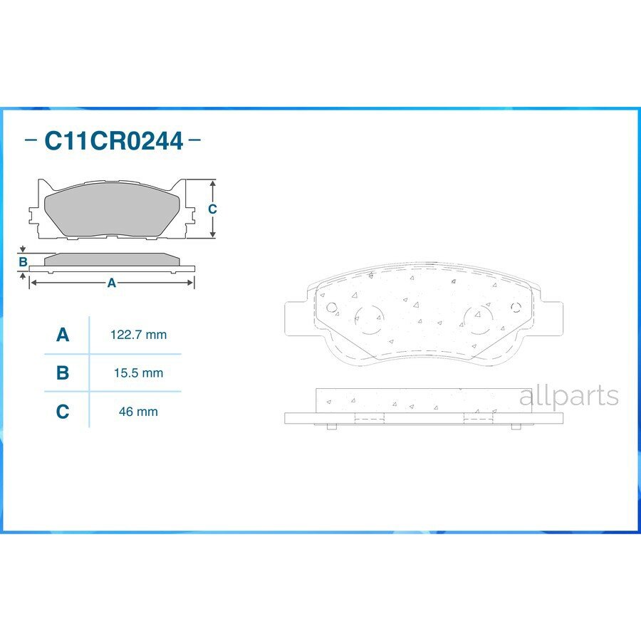 CWORKS C11CR0244 Тормозные колодки передние, Low Metallic