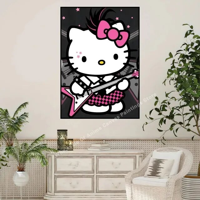MINISO Sanrio Hello Kitty Милый Постер Печать Настенная Живопись Спальня Гостиная Наклейка На Стену Офис Маленький, Размер: А2 42X60 см. Без рамки.