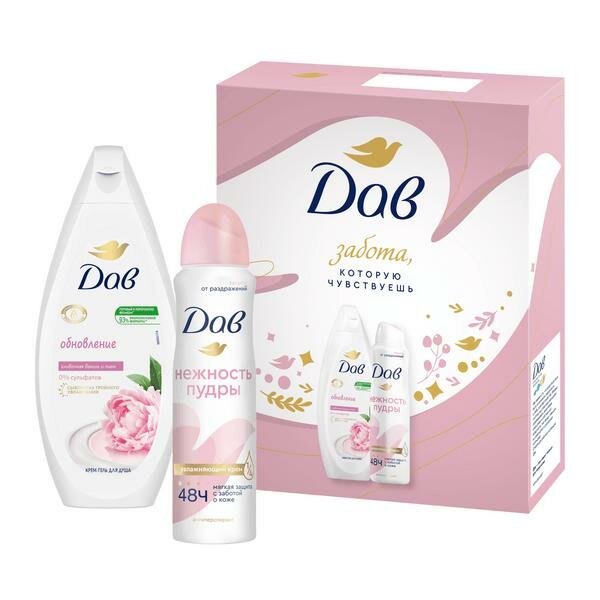 Подарочный набор женский Dove обновление, крем-гель для душа 250 мл, дезодорант антиперспирант 150 мл
