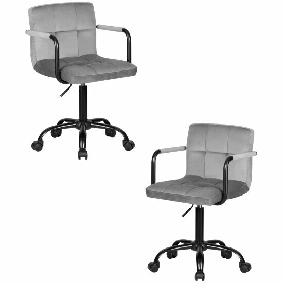 Кресло для персонала Dobrin офисное TERRY BLACK (серый велюр (MJ9-75))(2 шт/уп)