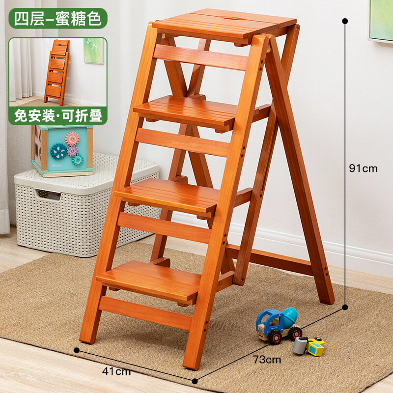 Лестница из массива дерева, складная лестница для дома, внутренняя лестница, табурет, может использоваться как стул, многофункциональная лестница двойного назначения, ступенчатая лестница