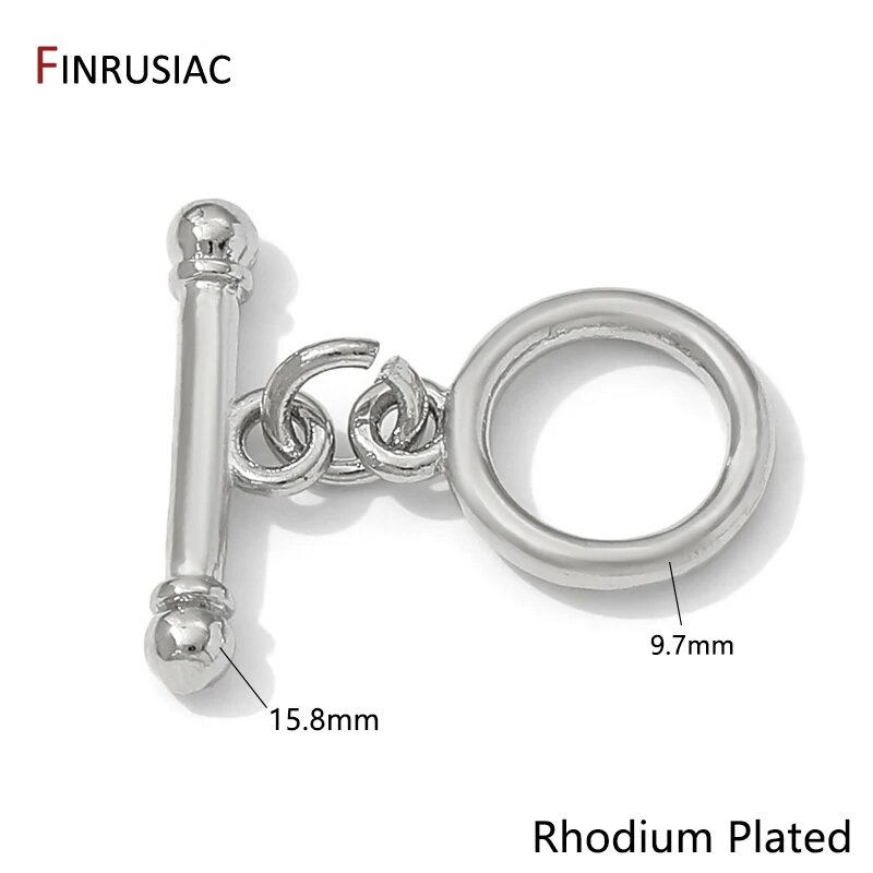 Тогглы для бижутерии FINRUSIAC, латунь, позолота 18К, 6 шт 4 sets, Rhodium Plated