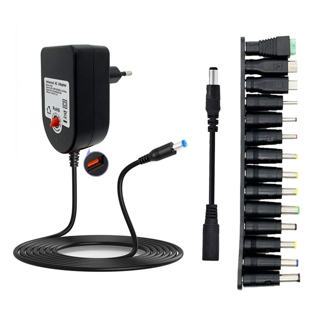 Регулируемый Адаптер питания 3-12V с преобразованием входного сигнала DC100-240V в DC5521