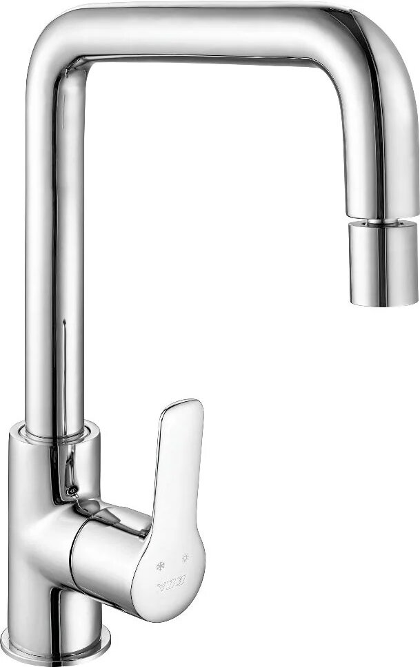 Смеситель для кухни E.C.A. Luna 102118044EX с поворотным изливом, хром, глянцевый, однорычажный, латунный, с керамическим картриджем