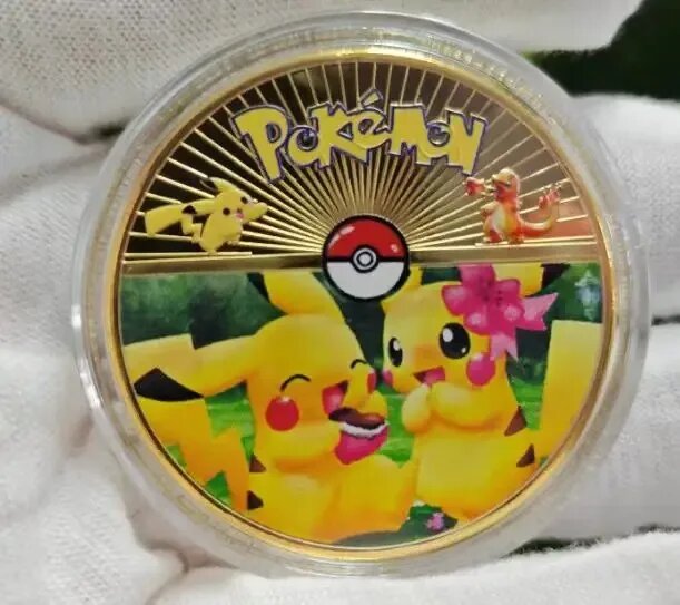 Позолоченные памятные монеты из аниме «Покемон», памятные монеты по играм, золотые монеты «Пикачу», «Мьюту», «Чаризард», игровые коллекционные предметы, детские подарки.