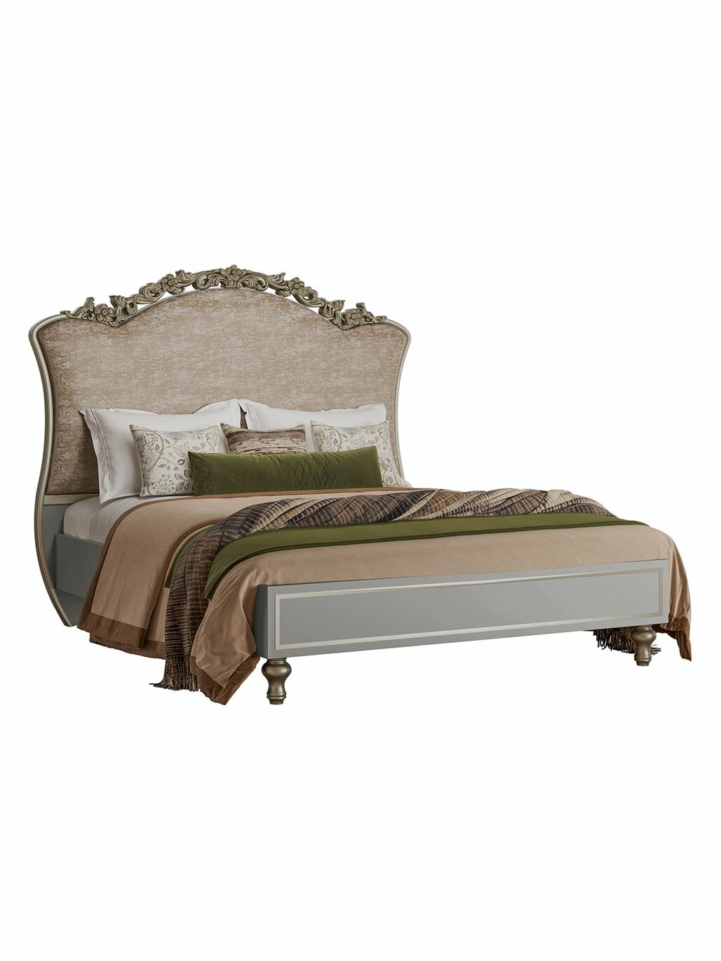 Кровать Арида "Мария", двуспальное место, платина, серая, велюр