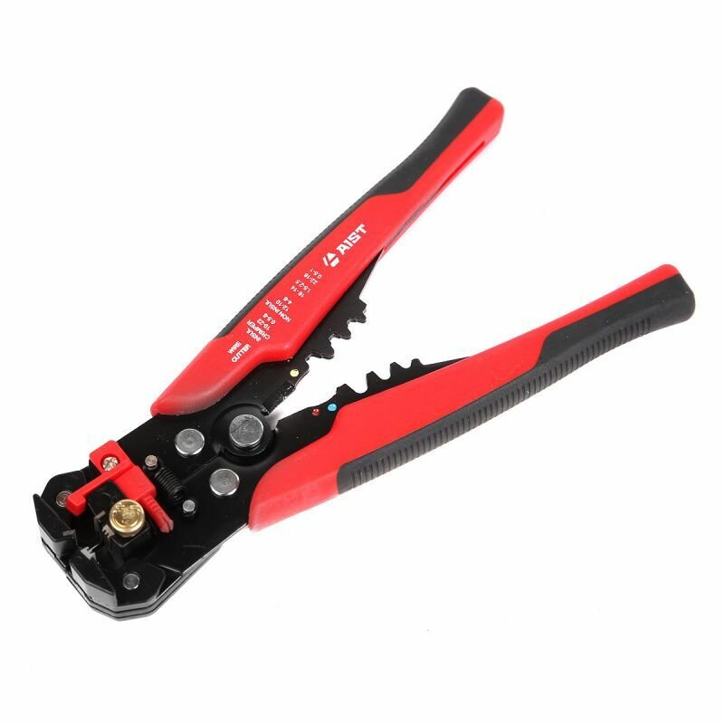 Пресс-клещи кримпер для обжима наконечников и стриппер для зачистки проводов AIST 71170112 для изолированных и неизолированных клемм (гильз) 0.5-6мм