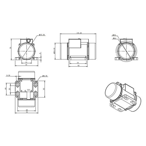 G7Электрический Вибрационный Двигатель Постоянного Тока, 50 Вт, 12 В, Бетонный Вибратор, 4000 Об/Мин