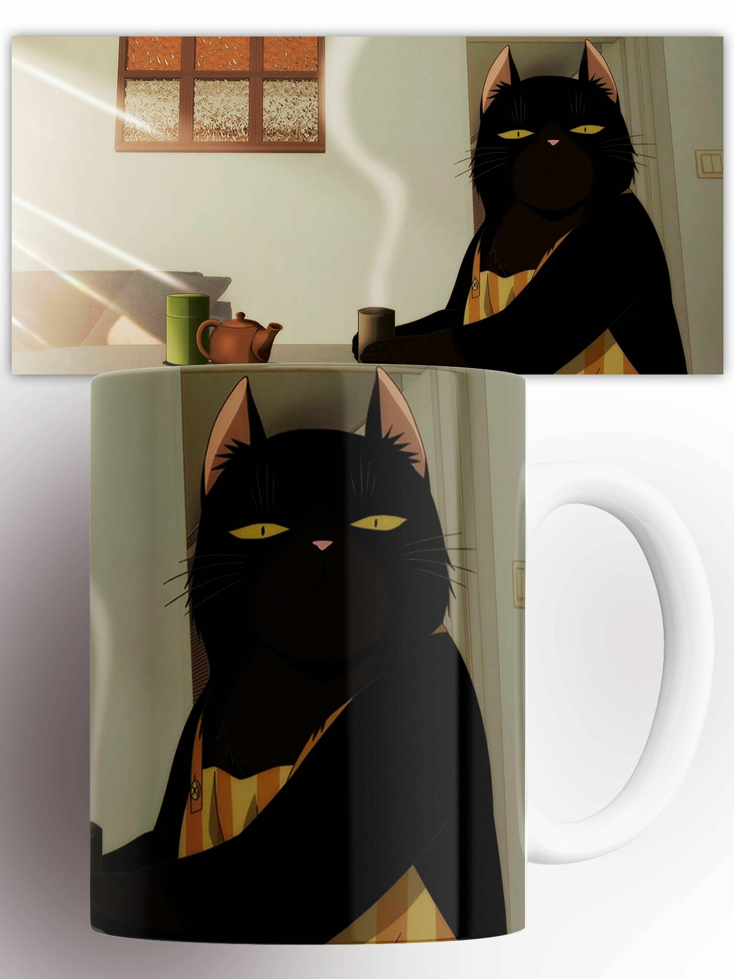 Кружка аниме Кот, мастер на все лапки, сегодня снова грустит Dekiru Neko wa Kyou mo Yuuutsu Юкити 330 мл