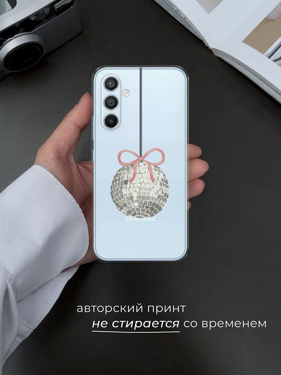 Чехол на Samsung Galaxy A54 / Самсунг A54 с принтом Новогодний диско шар, прозрачный — фото 1