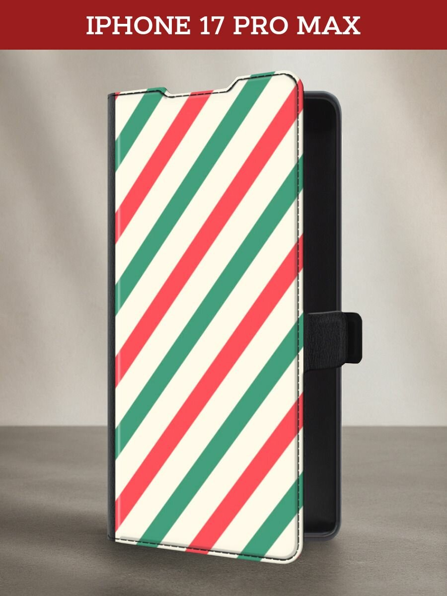 Чехол-книжка на Apple iPhone 17 Pro Max / Айфон 17 Про Макс с рисунком Новогодняя упаковка 2, черный