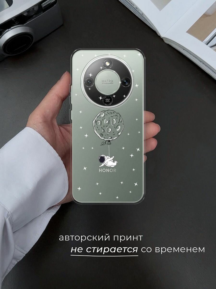 Чехол на Honor X9d / Хонор X9d с принтом Лунный полет, прозрачный — фото 1