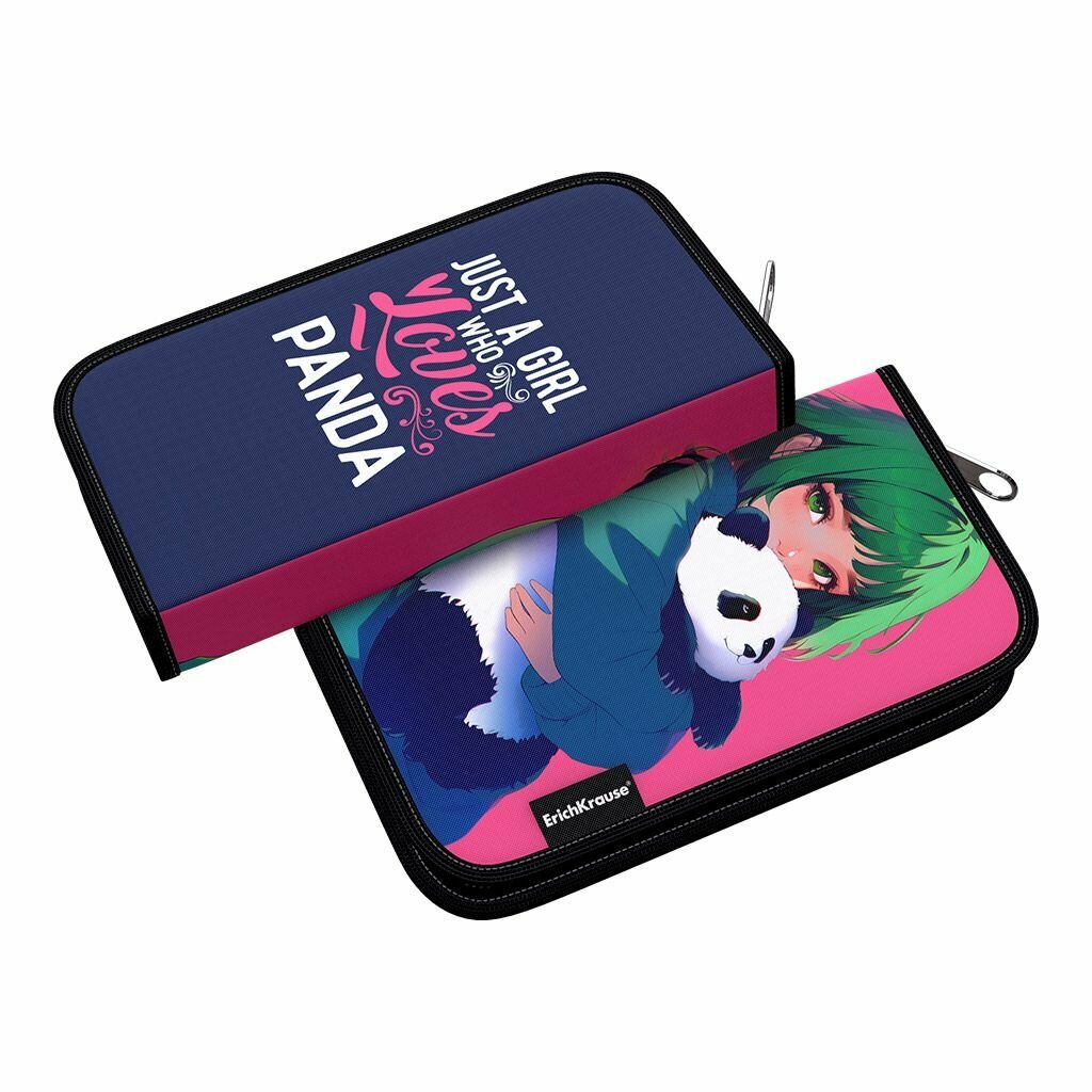 Пенал-книжка без наполнения Панда Хагс текстиль 110х205мм 1 отд. ErichKrause