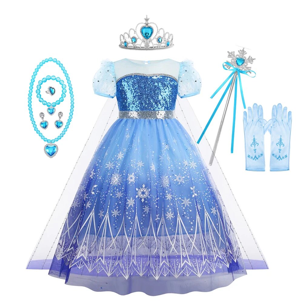 Платье Эльзы DreamParty для девочек 5-6T-tag 130, 6