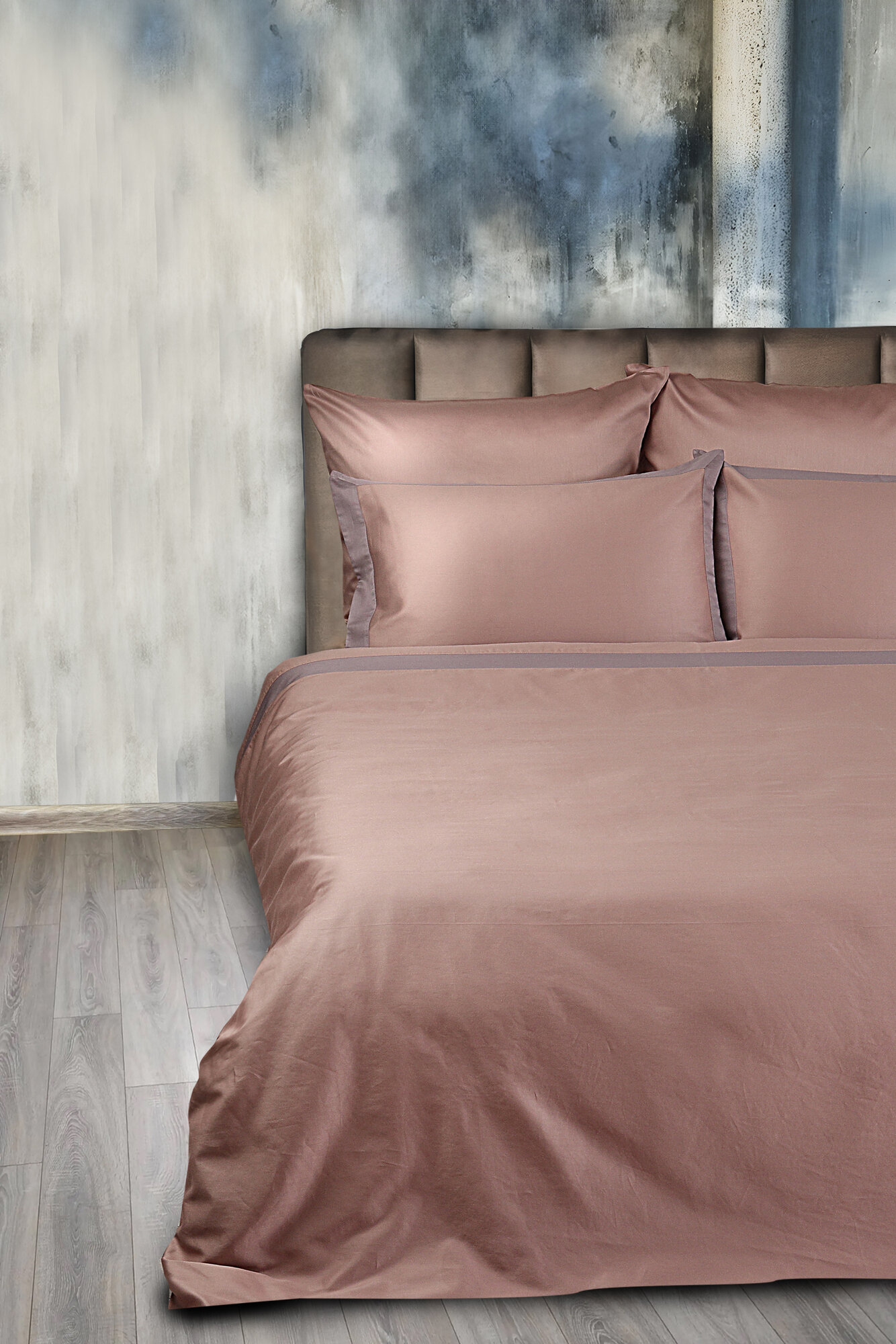 Постельное белье евро Aurella Stucco от Mona Liza, цвет серо-коричневый, сатин