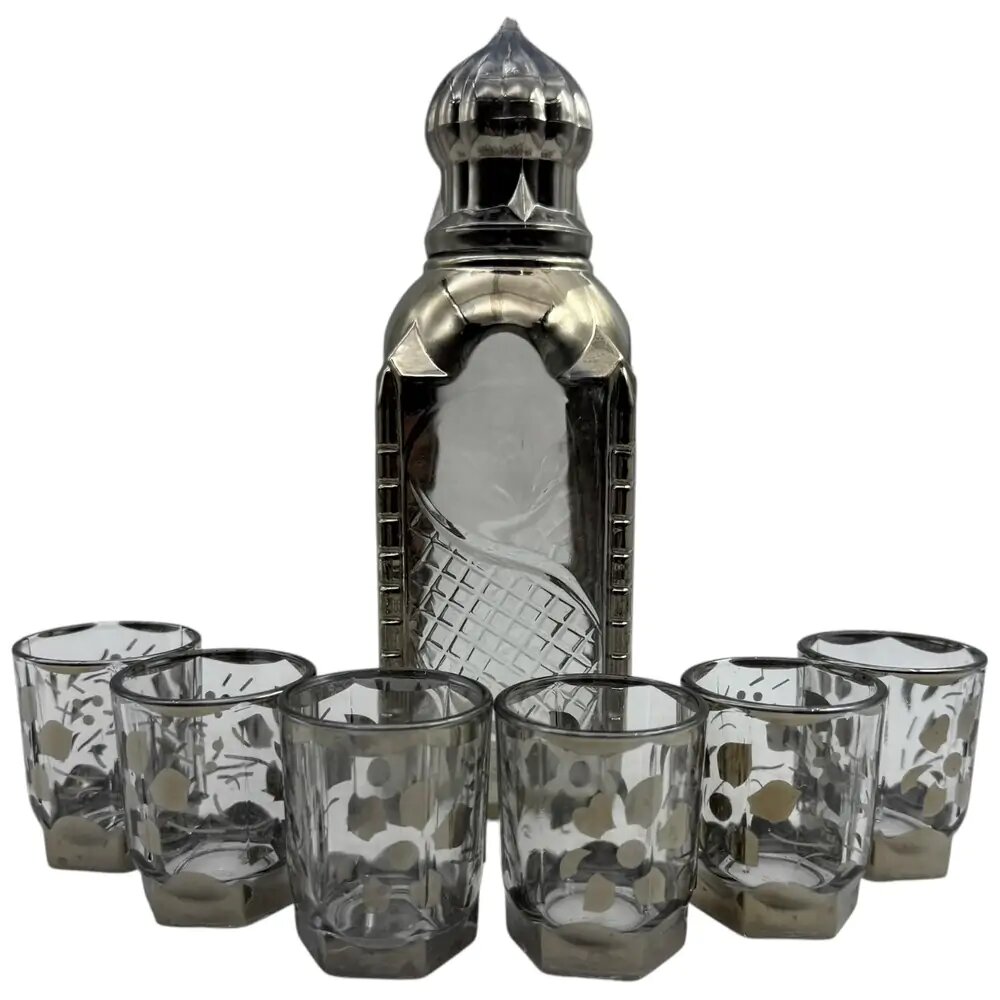 Штоф "Подарочный" с 6-ю стопками, стекло, 1980-1990 гг, СССР