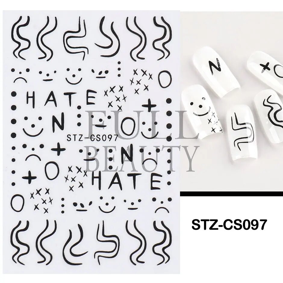 3D наклейки, слайдеры на ногти, белый край, французские украшения для дизайна ногтей, наклейки, блестящая пудра, накидка, все для маникюра NFSTZCS068