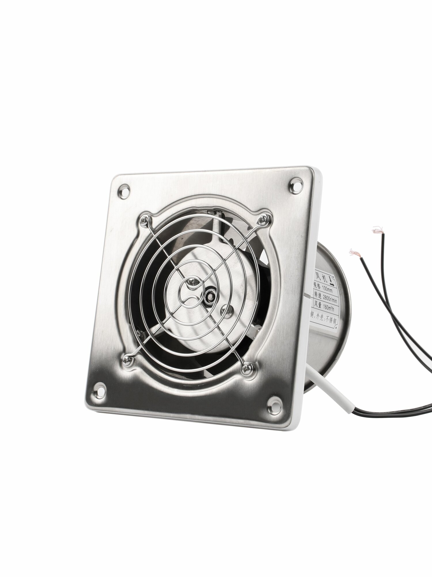 Вытяжной вентилятор из нержавеющей стали, вентиляция, 4 дюйма, квадратная форма, с крышкой, объем воздуха 160 м /час, двигатель из чистой меди, для кухни/туалета