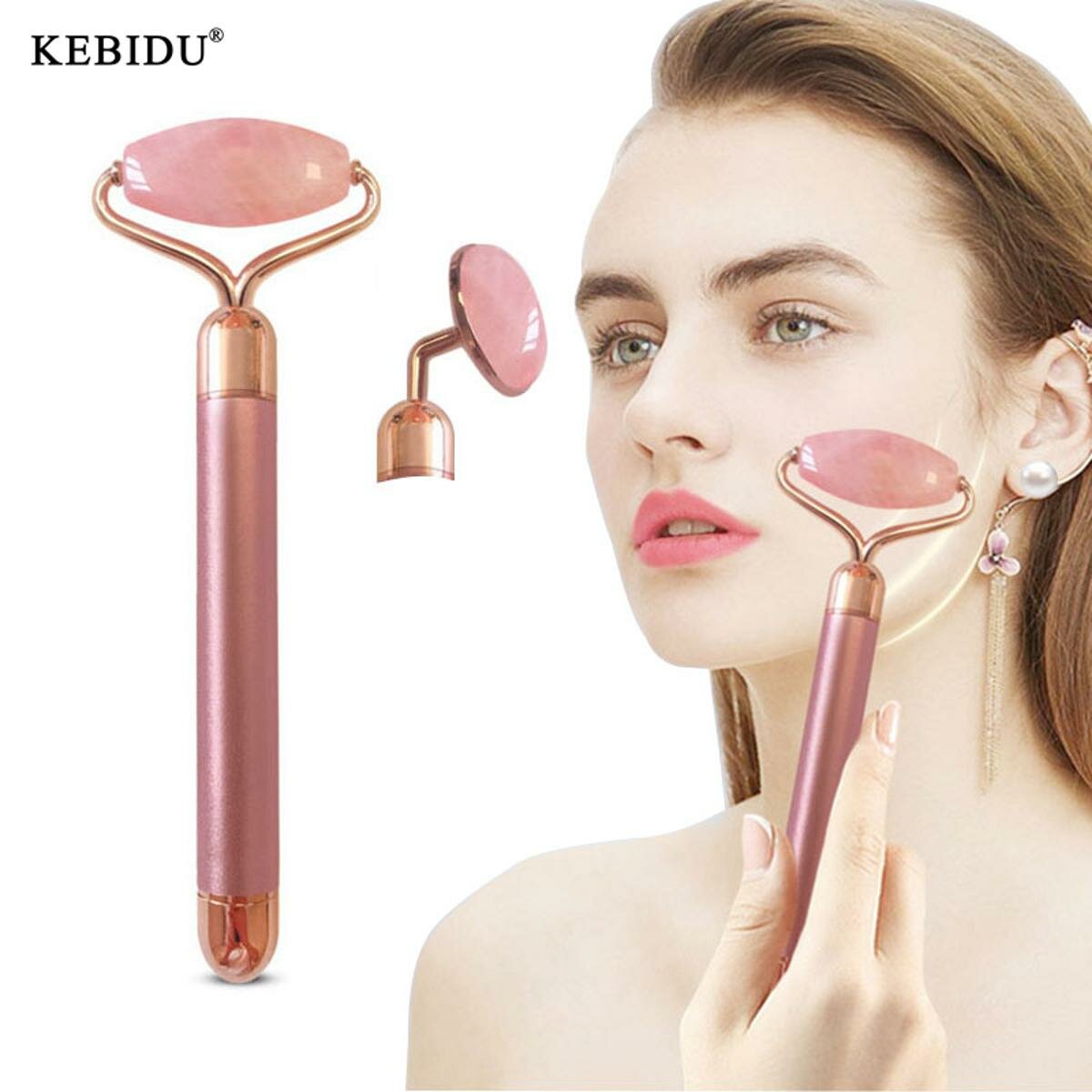 Электрический роликовый массажер 2 в 1 для ухода за кожей лица и тела, автоматический массажный инструмент - розовое золото