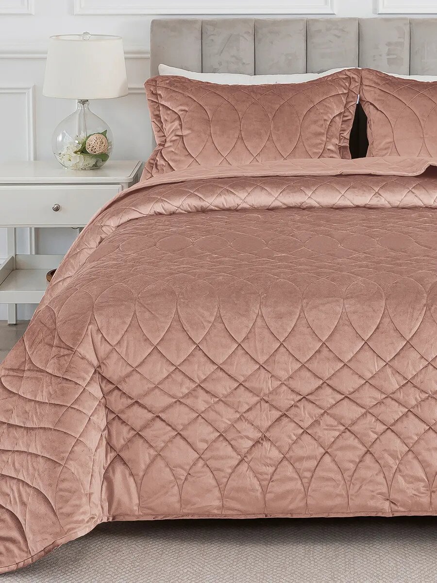 Покрывало Roxette 240x260, 2 наволочки 50x70, велюровое