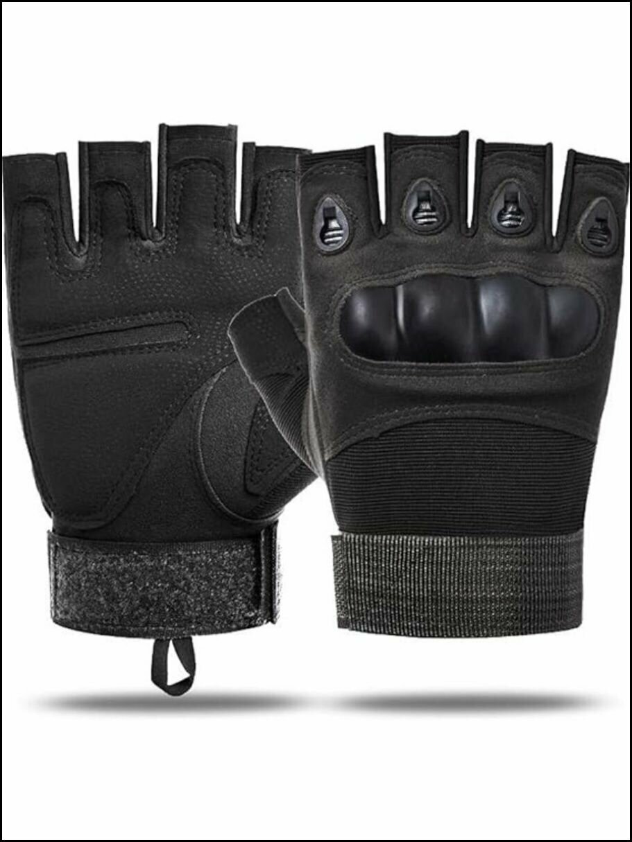 Тактические перчатки с жесткими костяшками на полупальцах