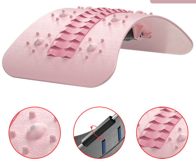 Тренажер для растяжки спины, мини тренажер для дома , Массажный мостик для растяжки поясницы ортопедический，розовый