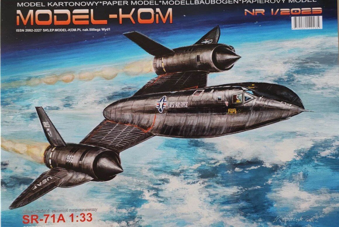 Сборная бумажная модель Самолет-разведчик SR-71A - MODEL-KOM №1/23 (журнал)