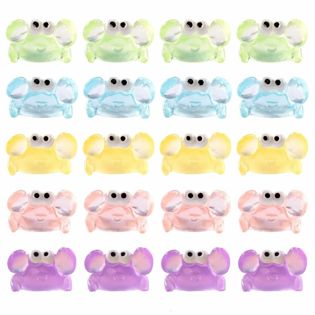 20 шт, светящиеся милые маленькие украшения в виде крабиков (разноцветные)