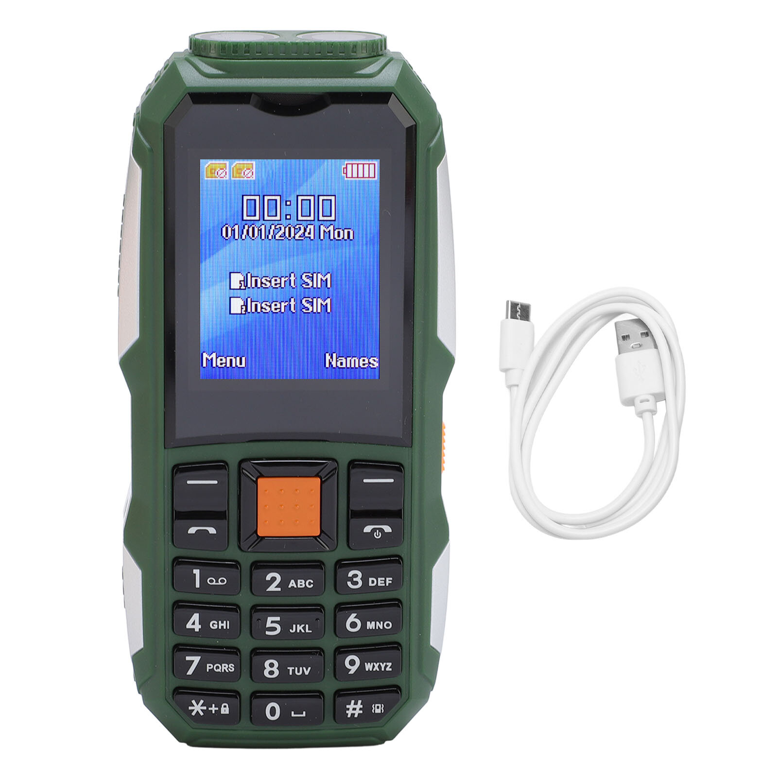 Seniors Cell Phone 1.77 Inch Screen 2G Network 4800mAh Battery Double SIM Senior Mobile Green