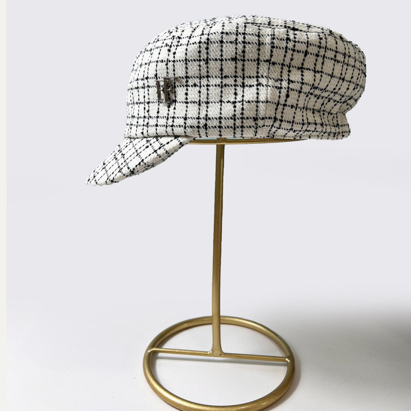 Новинка 2025 года, корейский модный небольшой ароматный стильный берет, женский летний берет с открытым лицом, маленькая кепка с плоским верхом, противоскользящая шляпа с плоским верхом