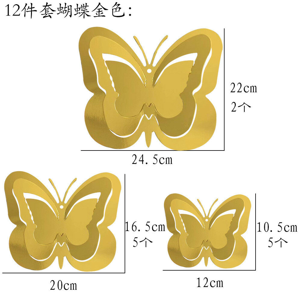 Изысканные золотые и красные бумажные украшения в виде сердец и звезд для свадебного декора, набор золотых бабочек