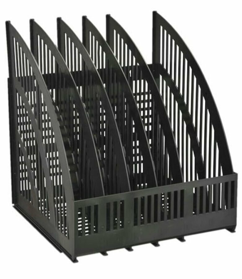 Лоток вертикальный пластик А4 250мм 5отд. черный настенный сборный Line СТАММ ЛТ458/ЛТВ-01476