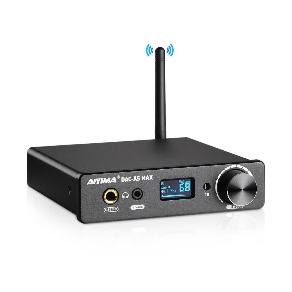 ЦАПа Aiyima DAC-A5 Max, черный, пульт ДУ, Bluetooth 5.1, USB, 384kHz