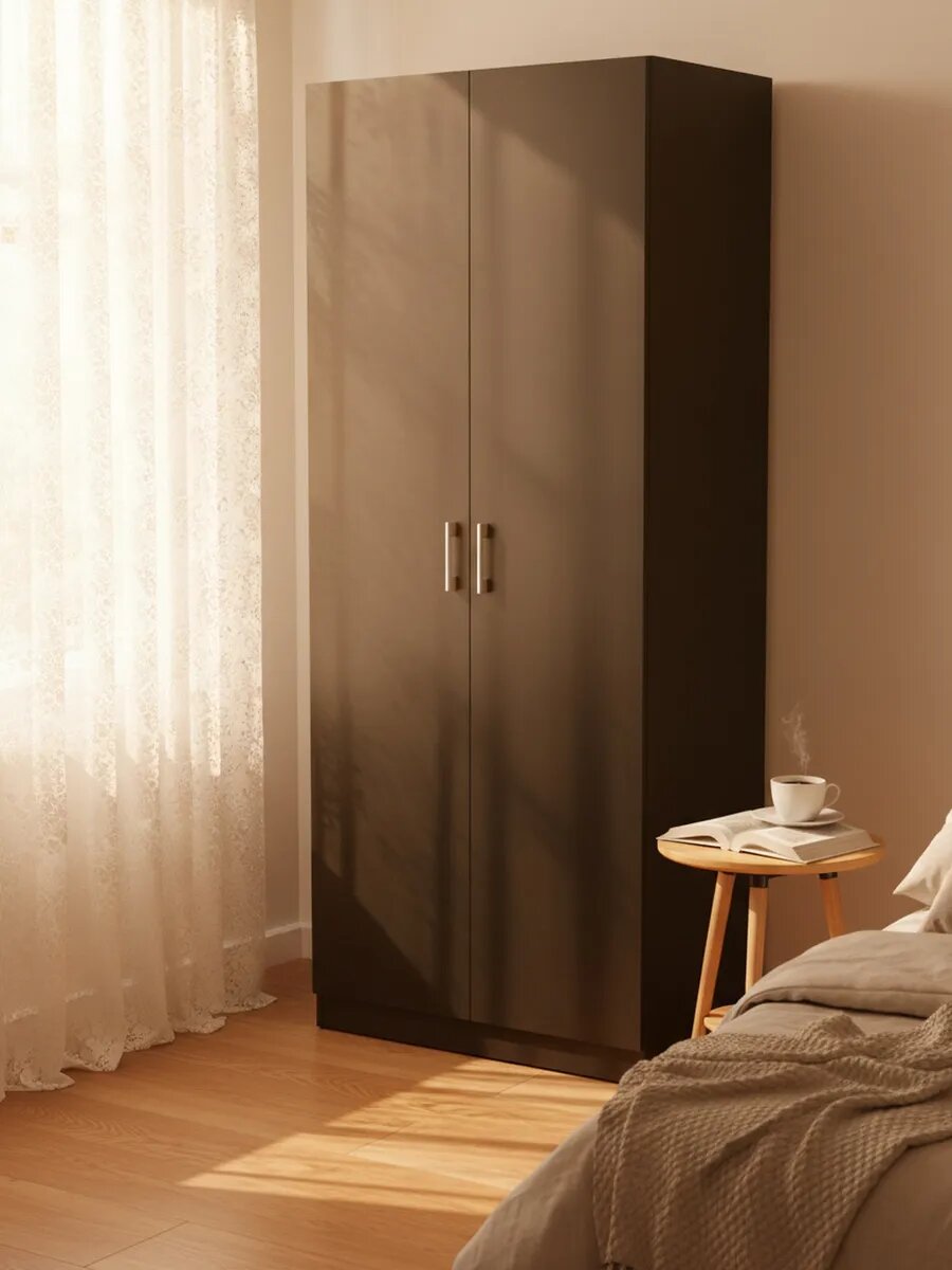 Деревянный шкаф FRESTER с полками распашной для одежды в спальню, от производителя