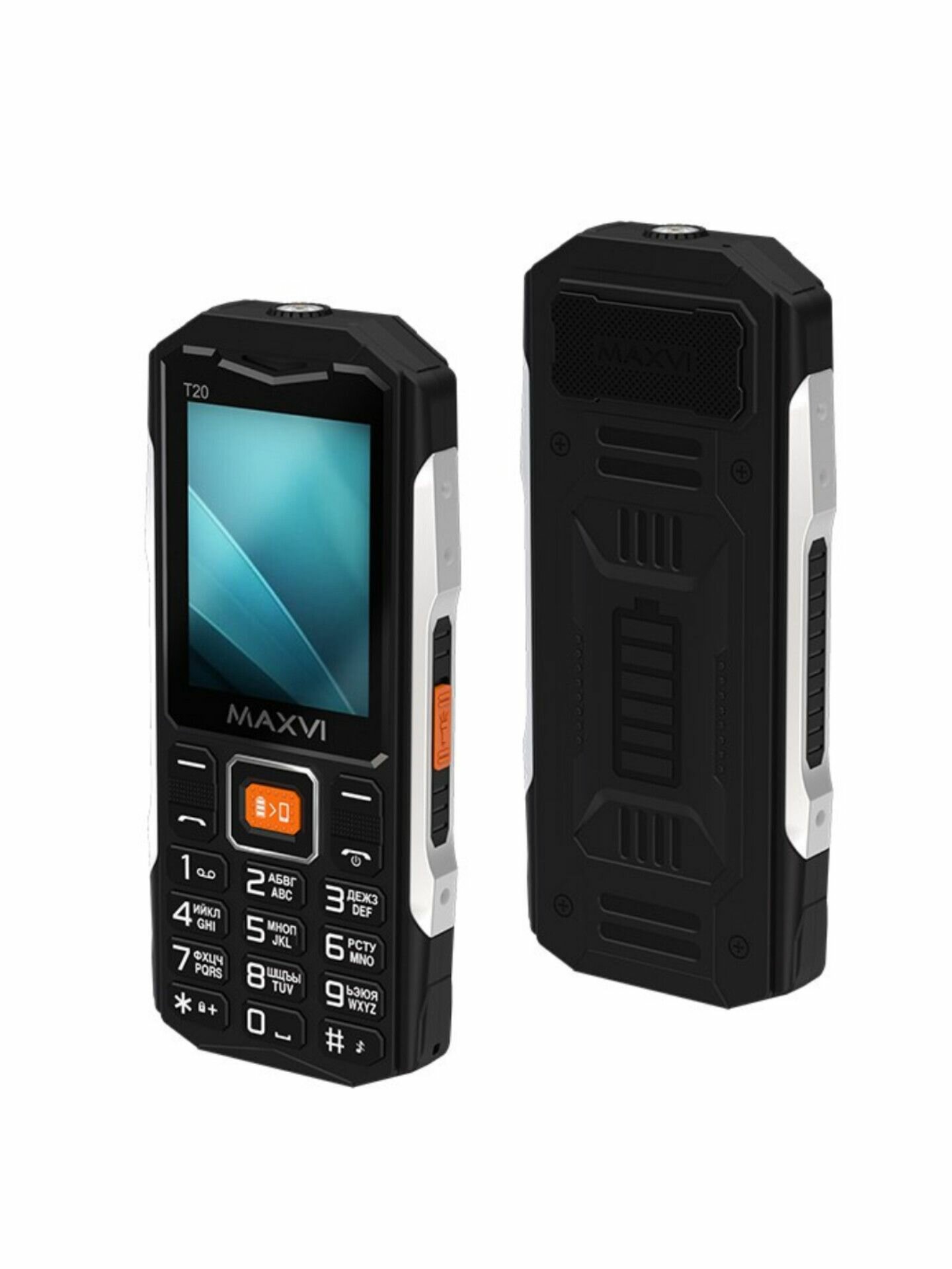 Телефон кнопочный GSM Maxvi T20, Для армии, Без камеры, Без интернета, Аккумулятор 2000 мАч, Функция Powerbank, Черный