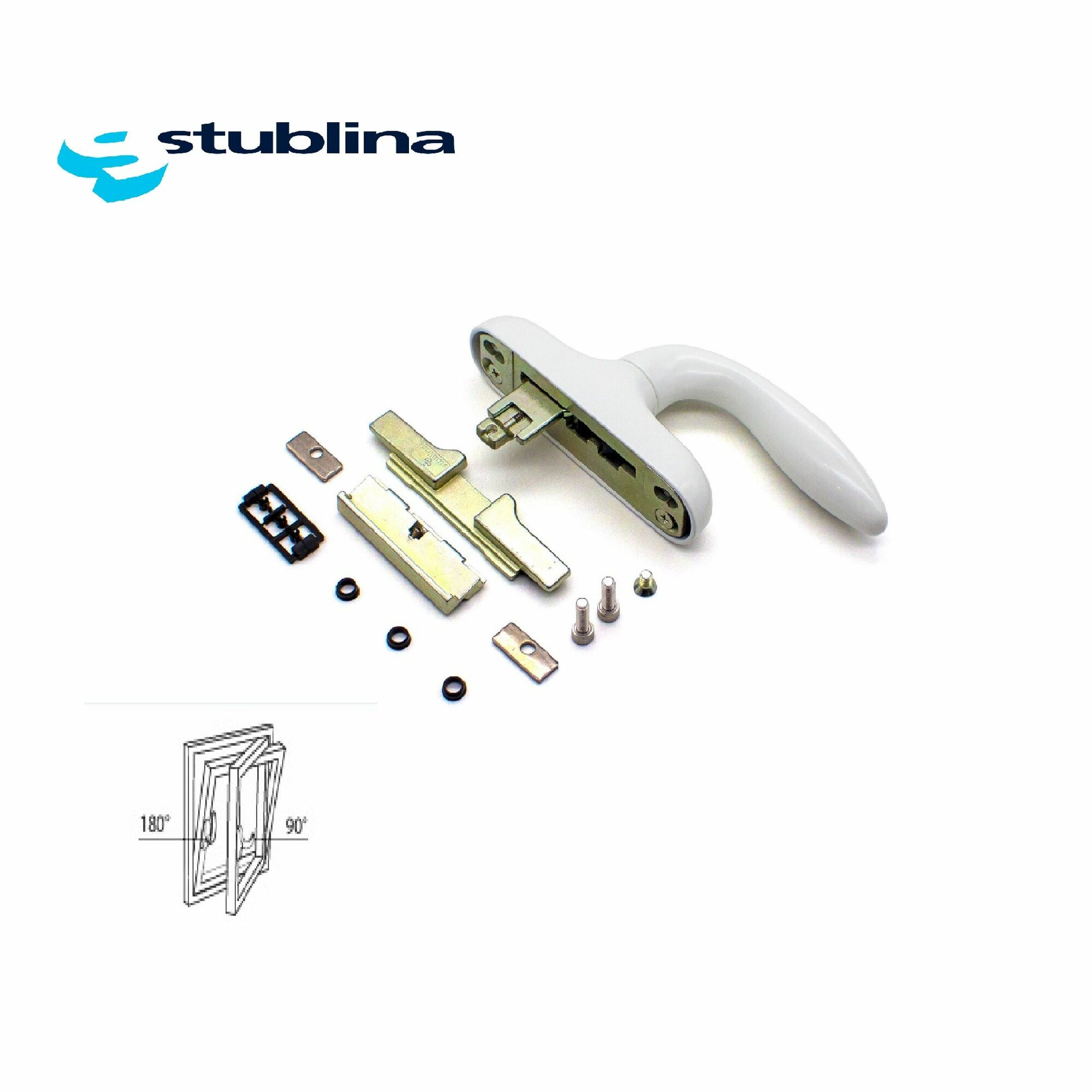 Ручка оконная для поворотно-откидного открывания Stublina 1001.00.310, белая RAL9016