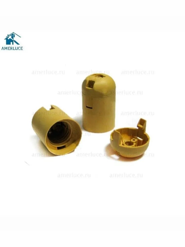 Итальянский патрон E27 T210, золотой, термопластик, безвинтовое соединение, 1шт