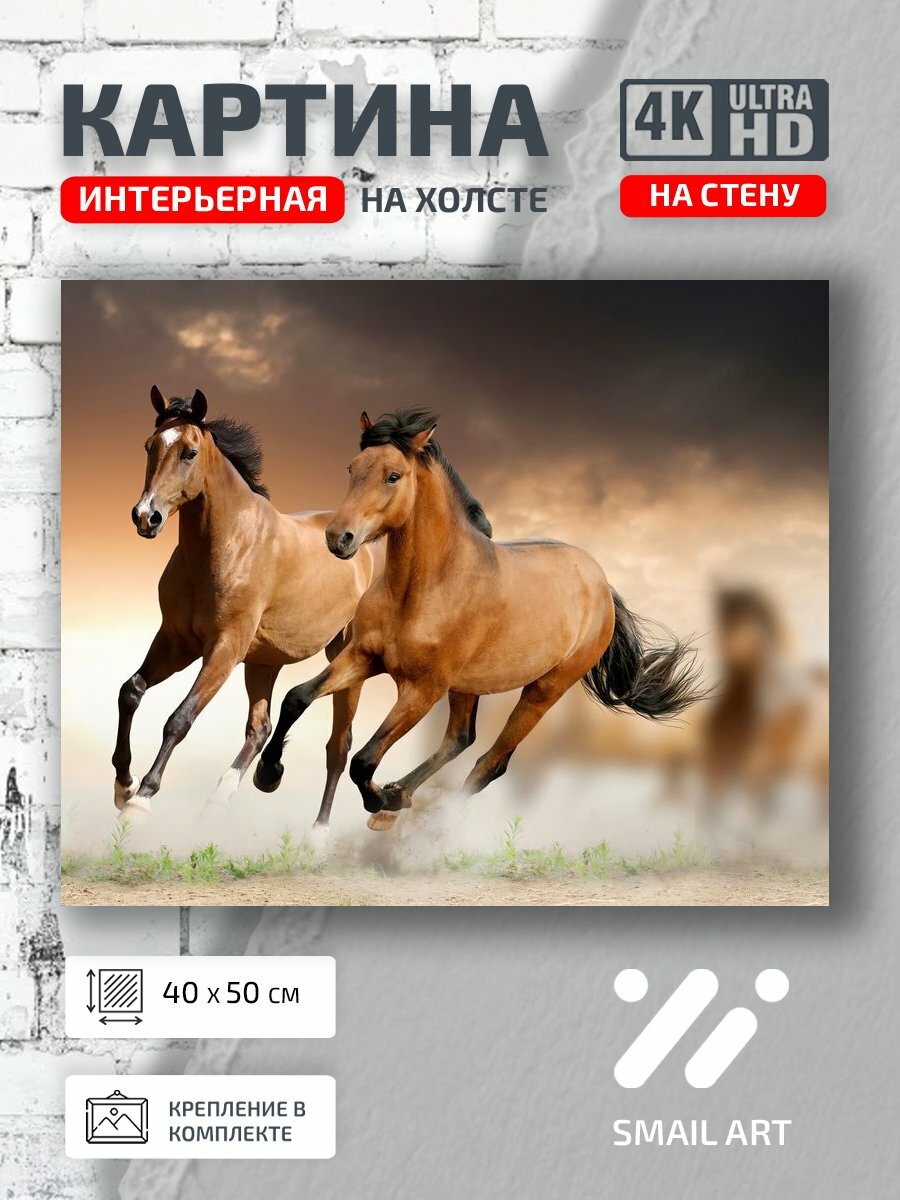 Картина на холсте интерьерная 40 на 50 на стену Скачущие Animal для кафе animal style декор