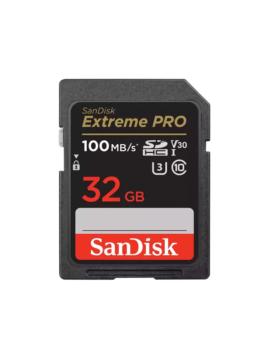 Карта памяти SanDisk Extreme Pro SD UHSI 32GB 4K Video DSLR Mirrorless Cameras 100Mb/s 90Mb/s. Цвет: черный