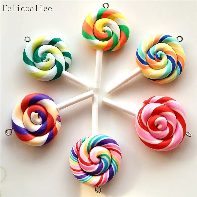 Радужные кабошоны из полимерной глины, 8 шт. Белый, mixed 8pcs