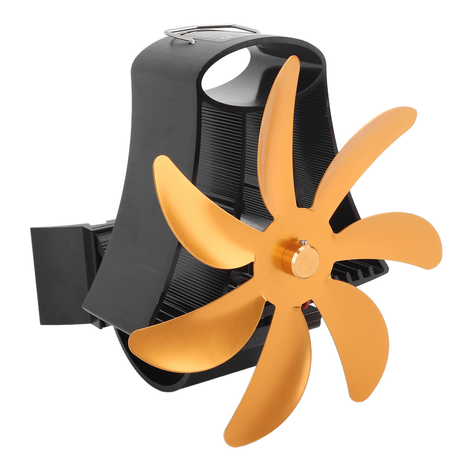 Вентилятор дровяной печи Трубный вентилятор для камина 7 лопастей Вентилятор печи на дымоходе Бесшумные двигатели Тепловой вентилятор для дровяной печи Магнитное настенное крепление Золото