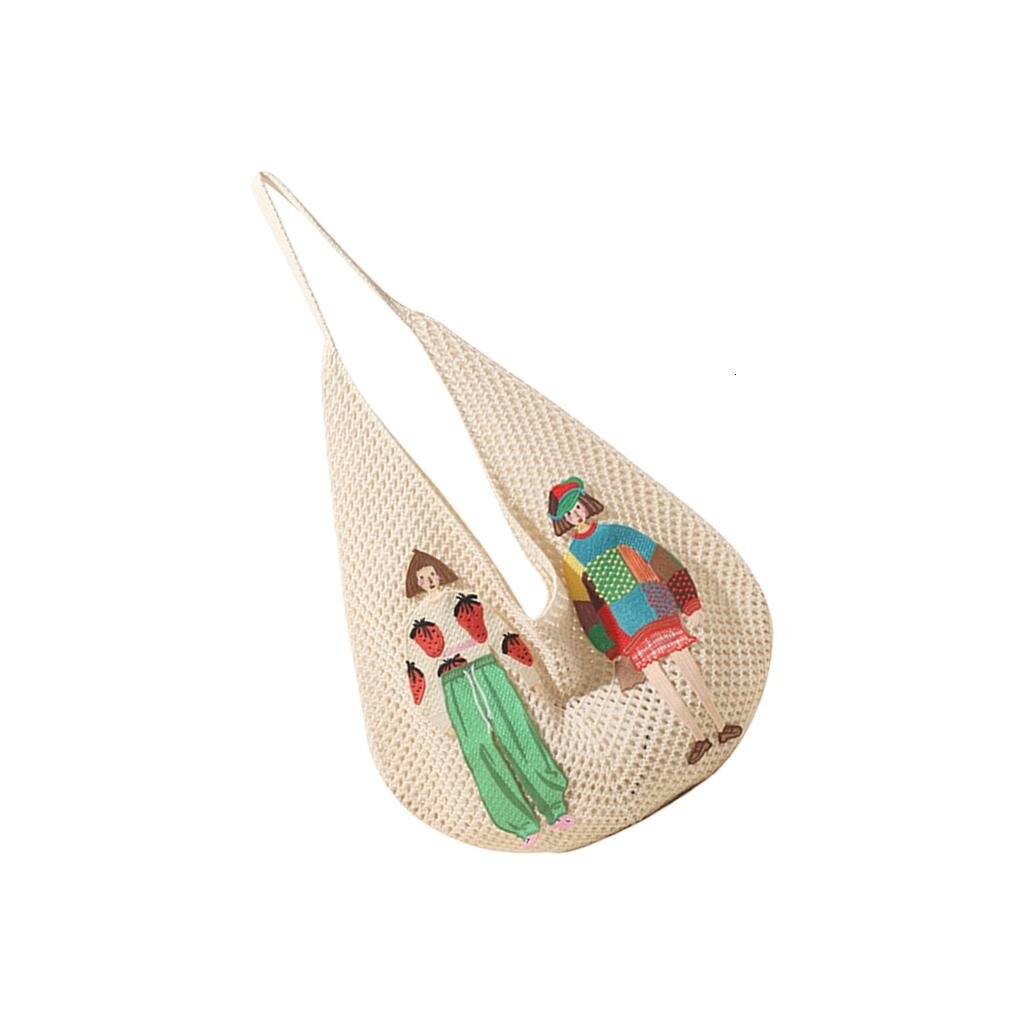 Корейская версия вязаной повседневной сумки через плечо в стиле кэжуал-белый